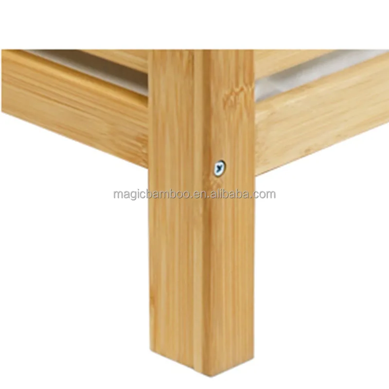 Bamboo Laundry Hamper with Lid - 120L Large Double Hoppers