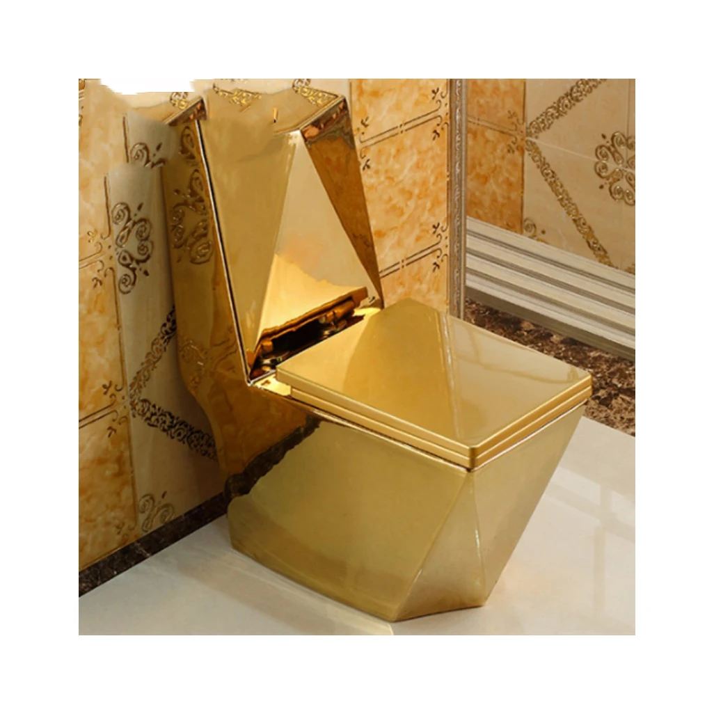 Luxury Bathroom Golden Wc Commode Toilet Bowl Ceramic Sanitary Ware One ...