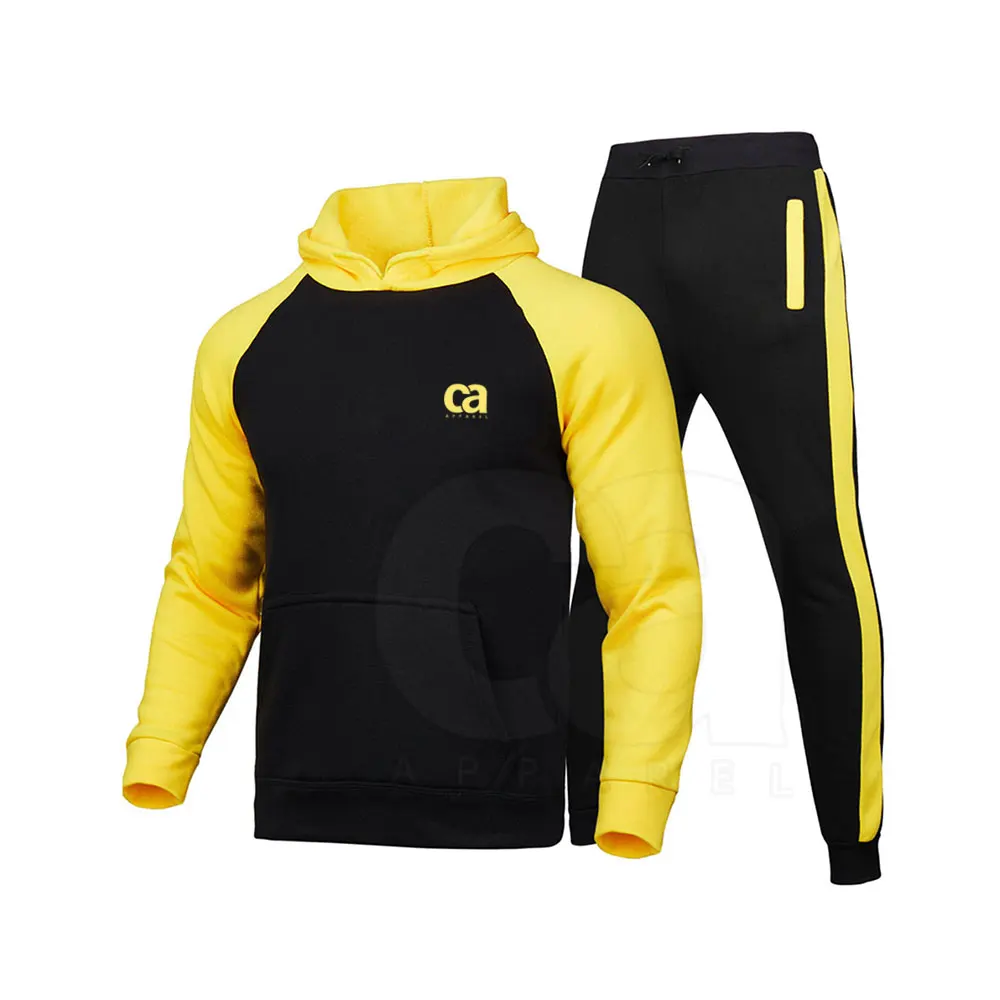 Yellow And Black Color Simple Men Tracksuit New Pullover Hoodies And ...