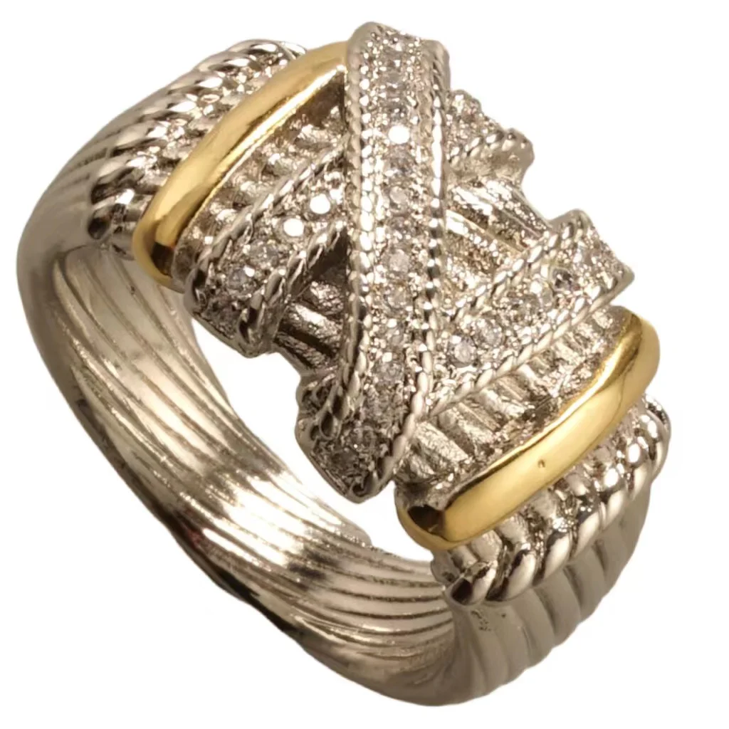 K1734K Hottest Bestseller Ring 2 Tone Gold Plated With Pave Wedding Hip ...