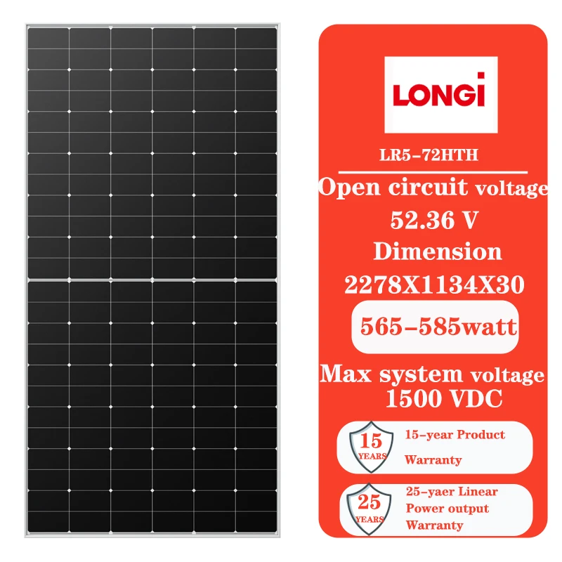 Longi Solar PV Modules Mono Solar Energy System 565W-585W Solar Panel ...