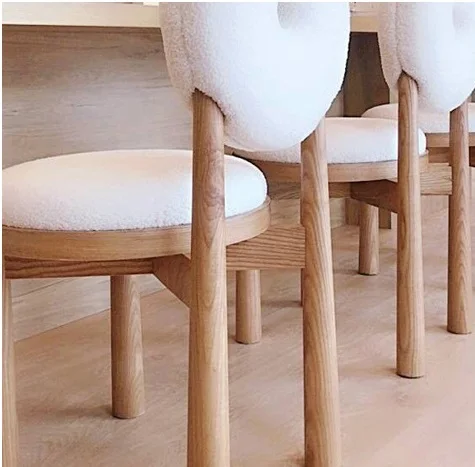 Modern Design Donut Shaped Wood Frame Upholstered Accent Chair Boucle ...