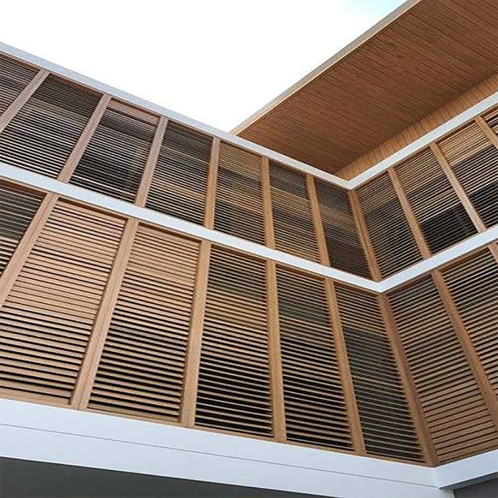 Outdoor Oval Louver Sun Shade Aluminum Extruded Profiles Wood Gain Made ...