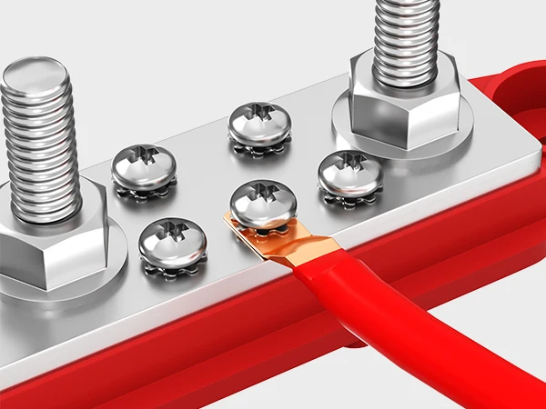 12V Power Distribution Bus Bar - 250A Copper Screw Block