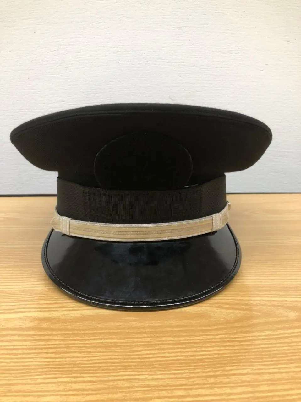 Custom Embroidered Logo Black Officer Peaked Crown Cap Captain Officer ...