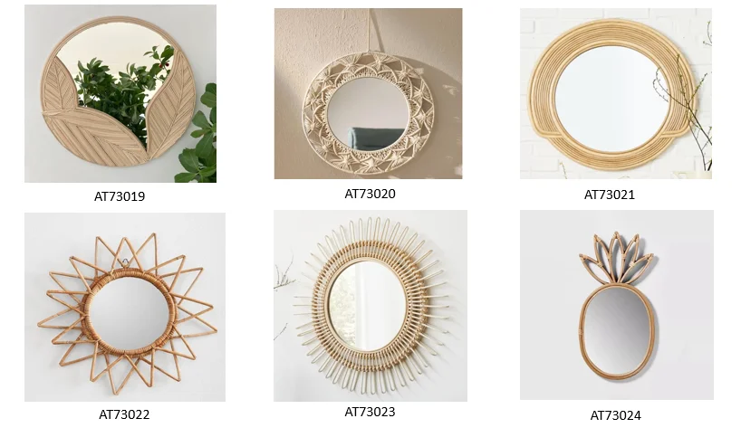 New Latest Design Rattan Hanging Wall Mirror Wall Mirror With Rattan ...