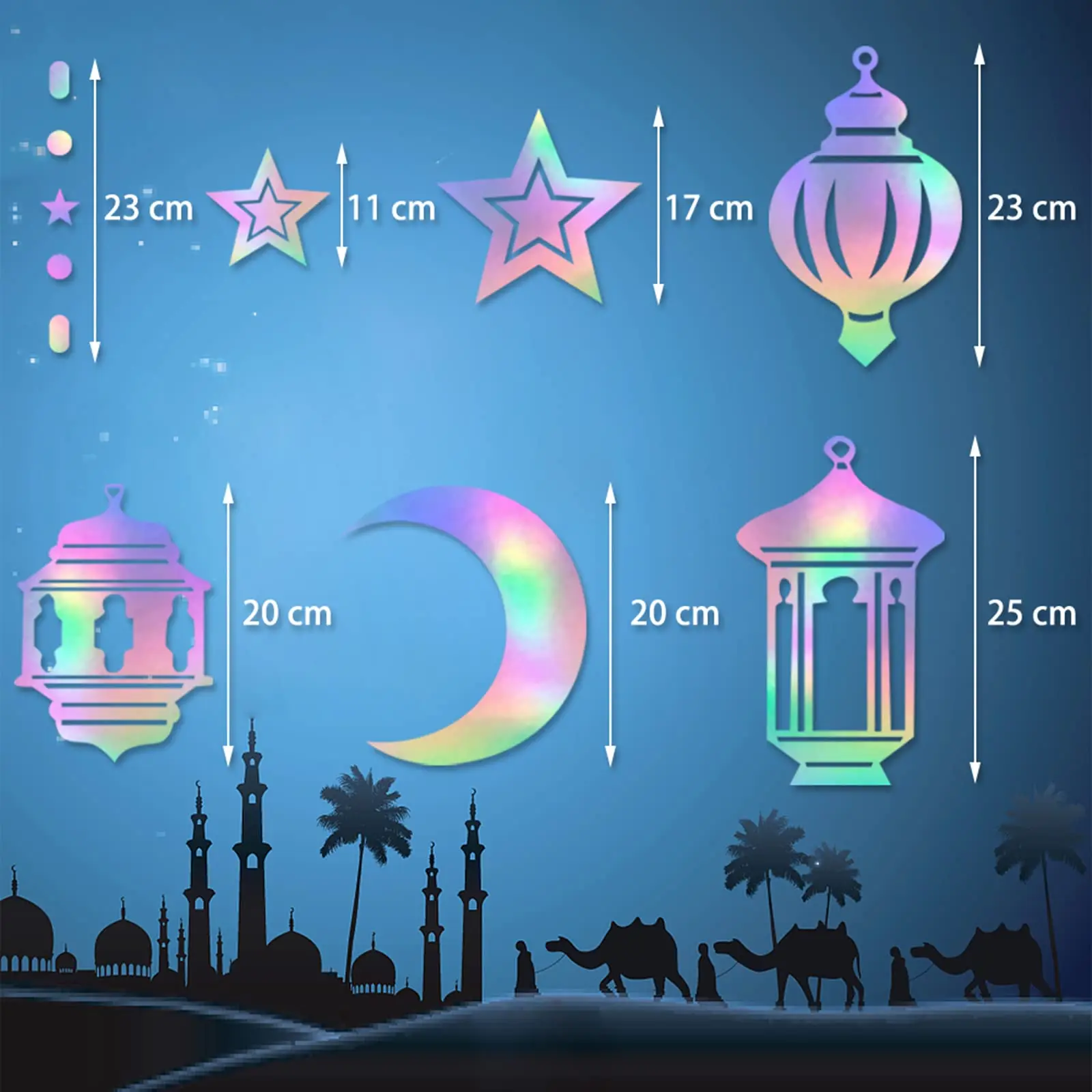 Iridescent Ramadan Star Moon Party Decorations Garland Twinkle Little ...