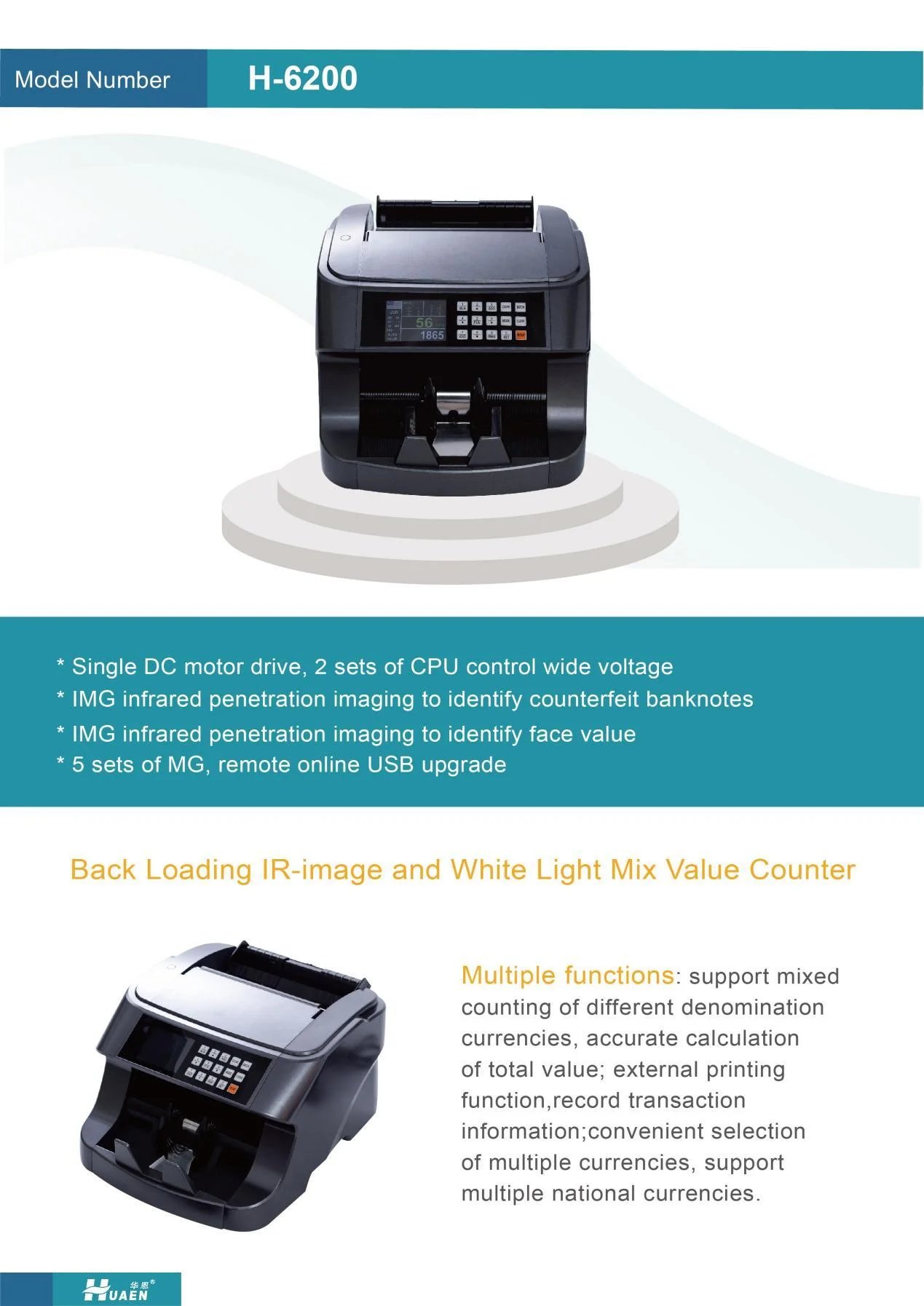 H-6200 Bill Counter - Efficient Currency Cash Counting