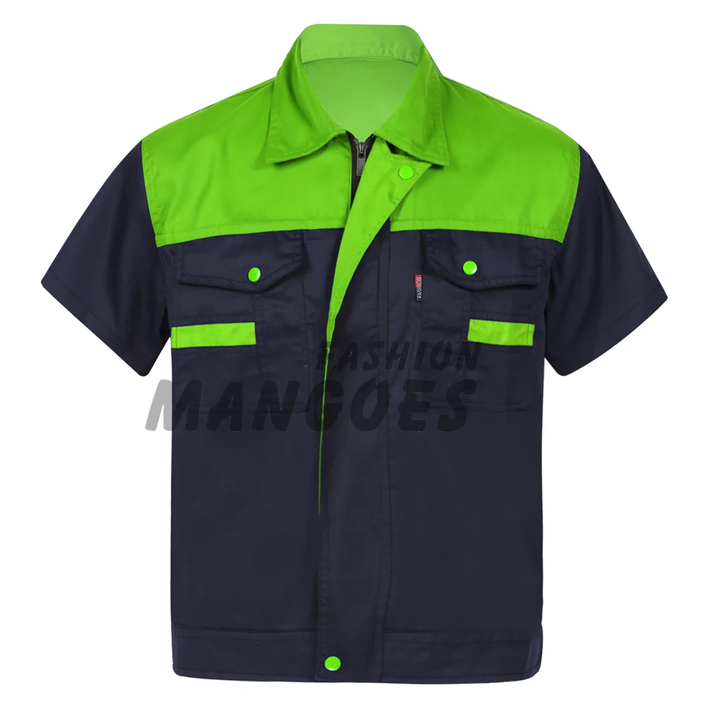 Motor Mechanic Uniform For Mens Color Block Short Sleeve Work Shirt ...