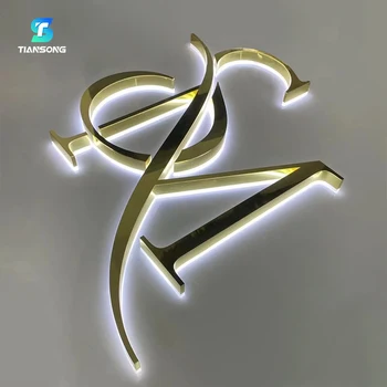 Brushed Gold Led Channel Letter Backlit Sign Backlight Brand Logo 3d ...