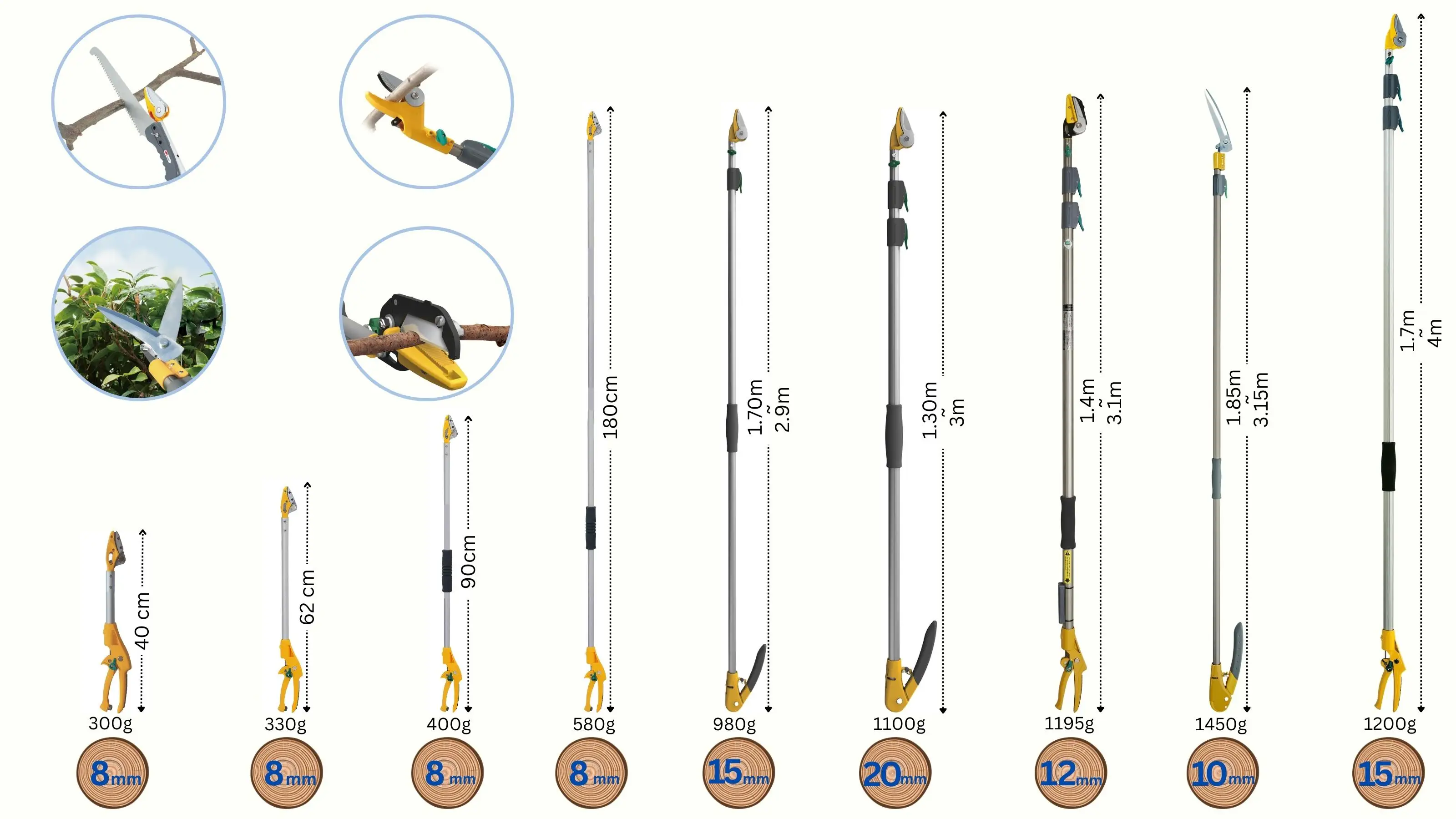 Musashi Telescopic Tree Pruner Long Reach Cut And Hold Bypass Anvil ...