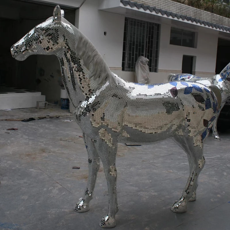 Store Decoration Animal Sculpture Fiberglass Mosaic Large Disco Horse Sculpture - Buy Large ...