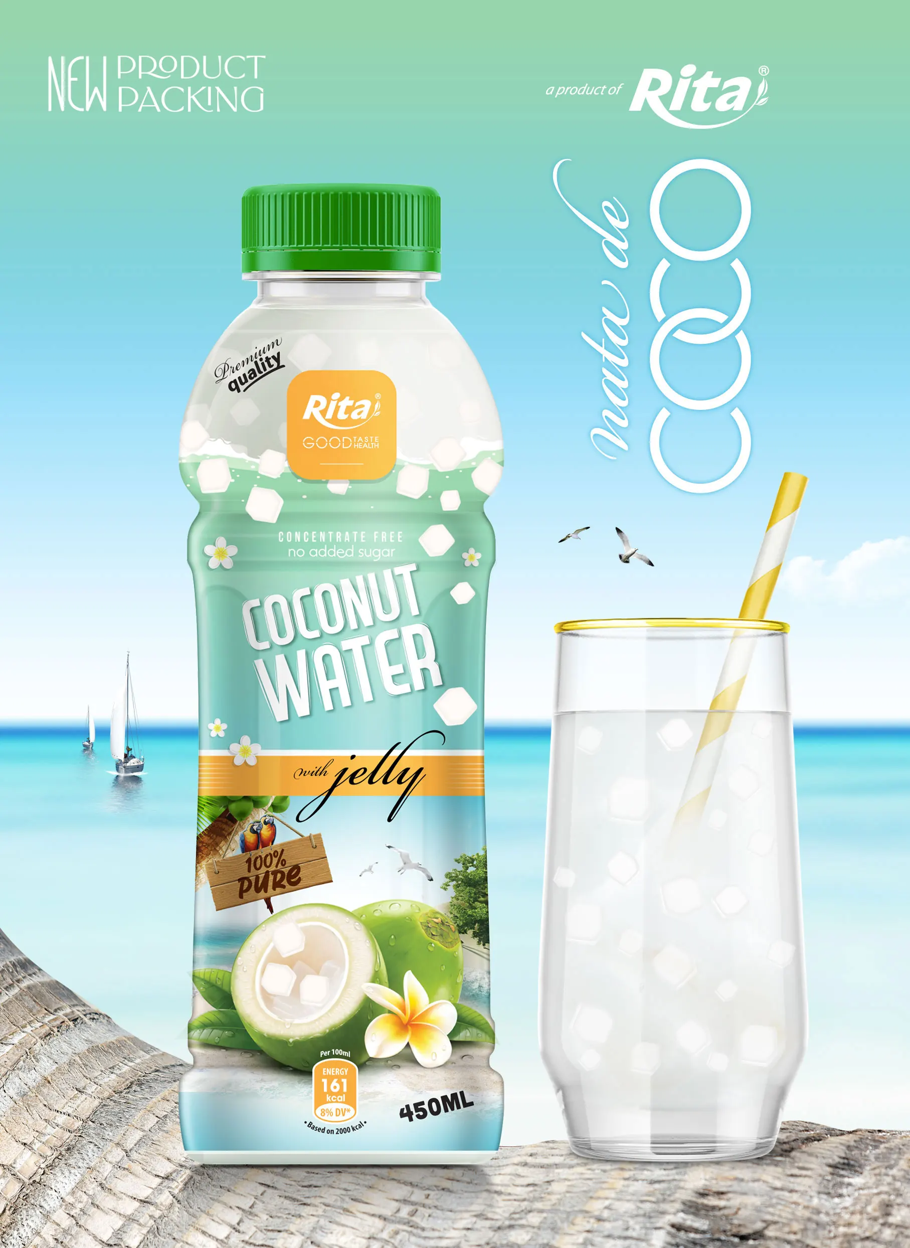Enjoy Pure Coconut Water with Nata De Coco - Made in Vietnam