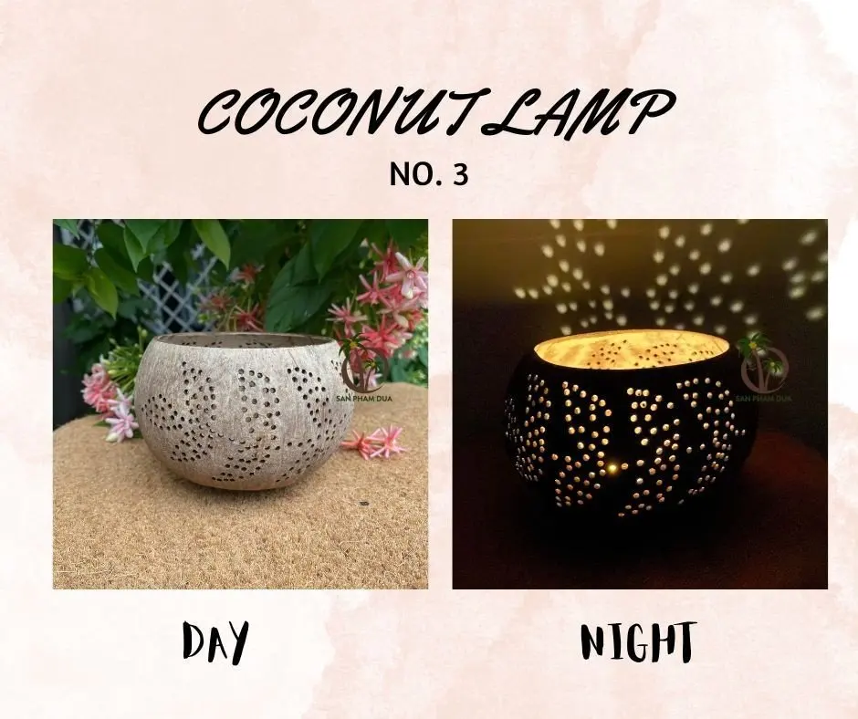 VIETNAM FACTORY NATURAL COCONUT SHELL LAMP/ ROMANTIC DECORATIVE NATURAL ...
