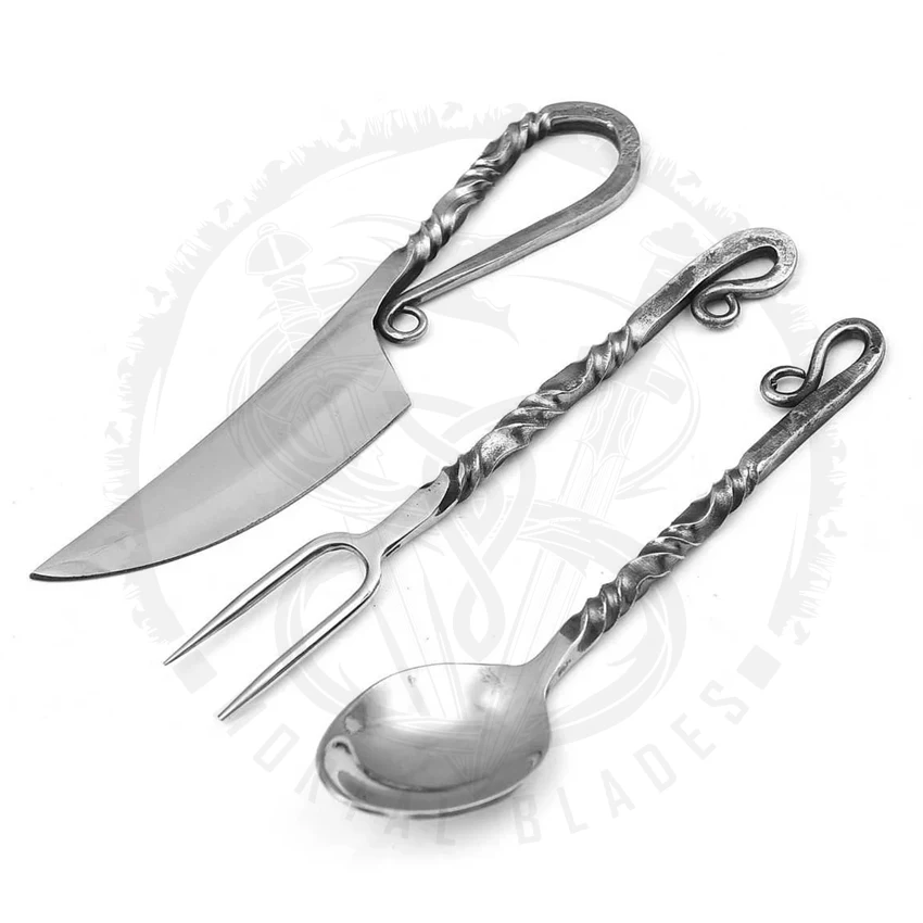 3 Piece Medieval Feasting Set Twisted Forged Medieval Cutlery Set ...
