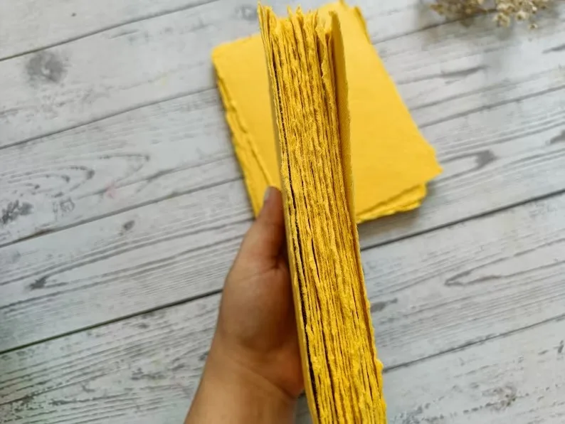 Yellow Khadi Cotton Rag Paper A4 20 X 30 cm 200gsm 100% Cotton Sheet ...