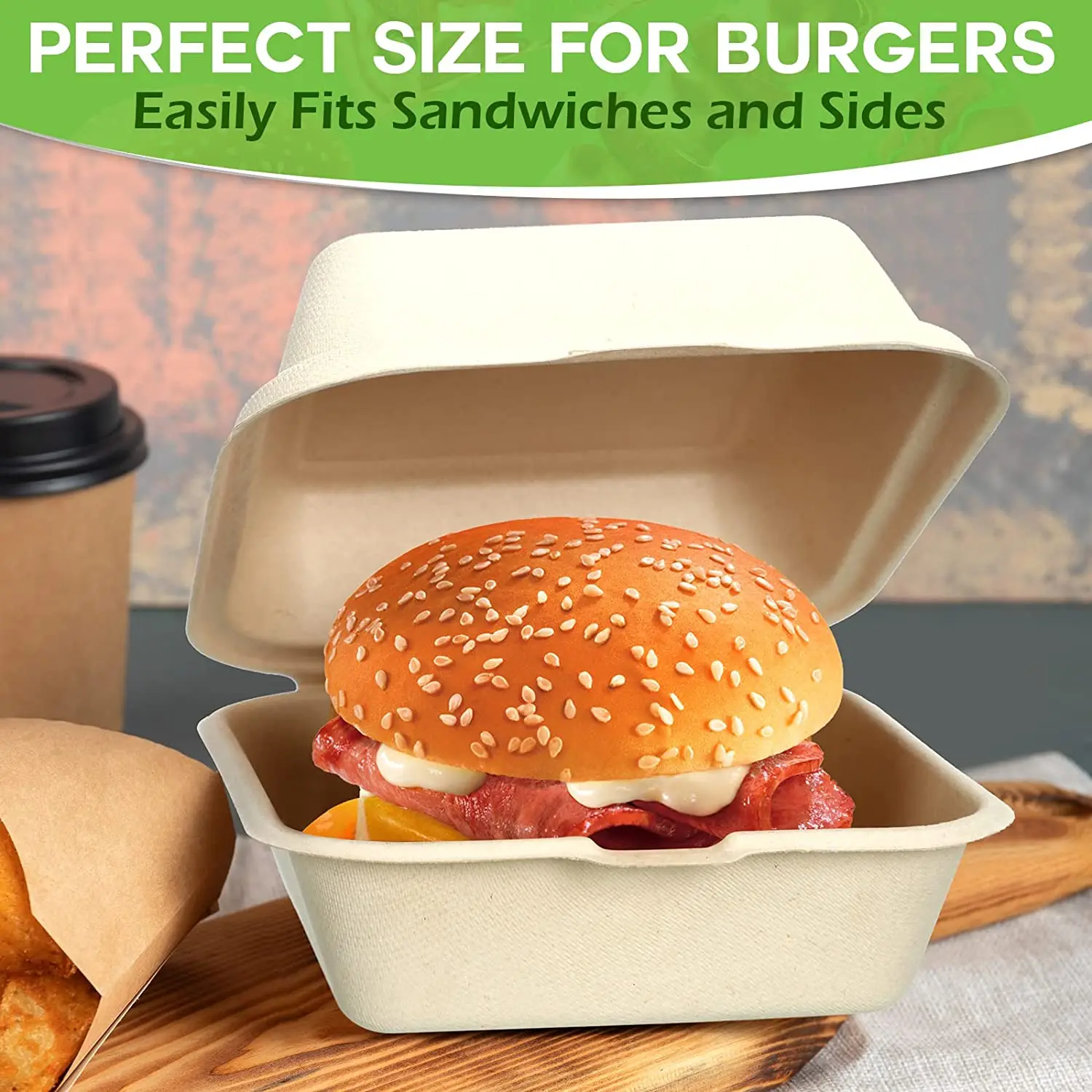 Biodegradable Food Packaging Containers Sugarcane Bagasse Hamburger And ...