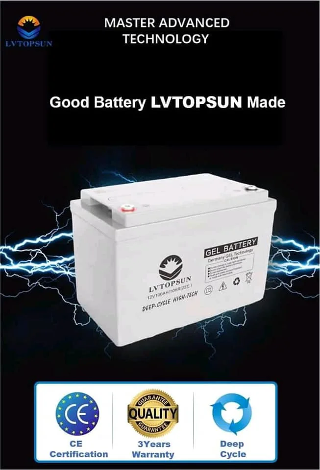Lvtopsun Solar Gel Battery 12 Volt Gel Battery 100 200amp Gray Color ...