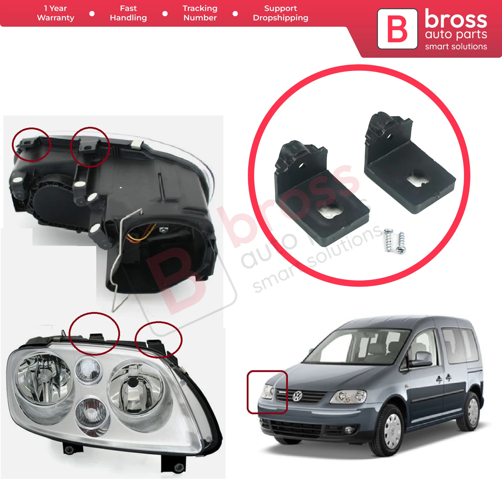 BHL25 Headlight Holder Mount Repair Bracket Tab Set Right Side for ...