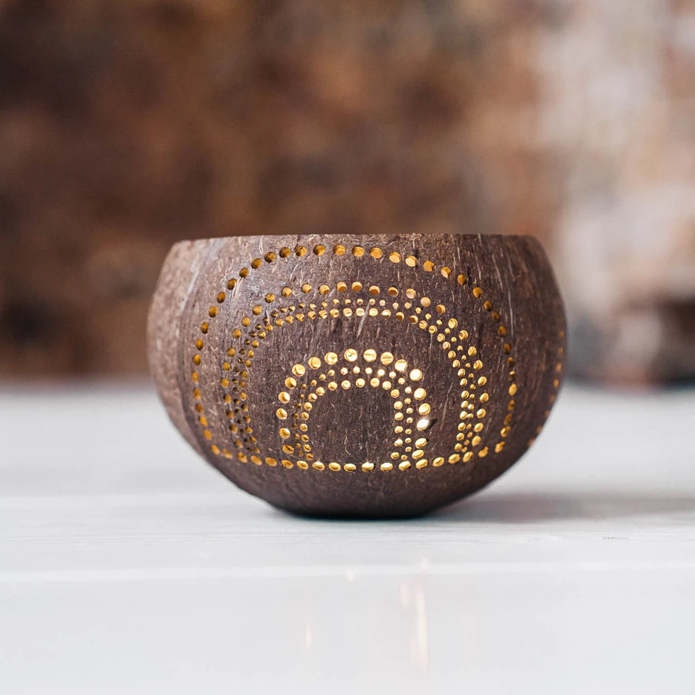 Coconut Shell Candle Holders - Eco-Friendly Home Decor