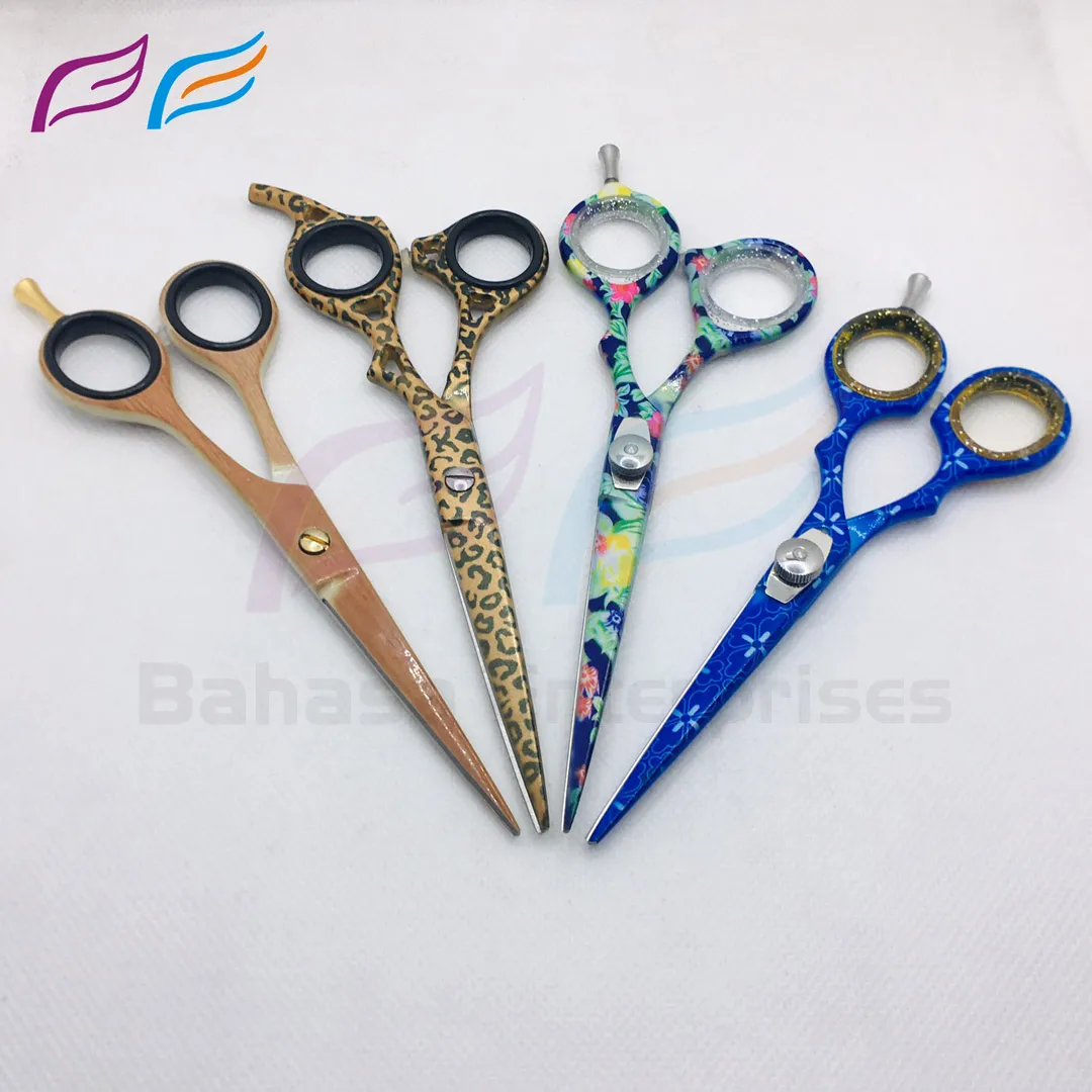 Barber Scissors Japanese Steel 6 And 6.5 Inches Hair Scissors Titan Gold Color Cheap Barber ...