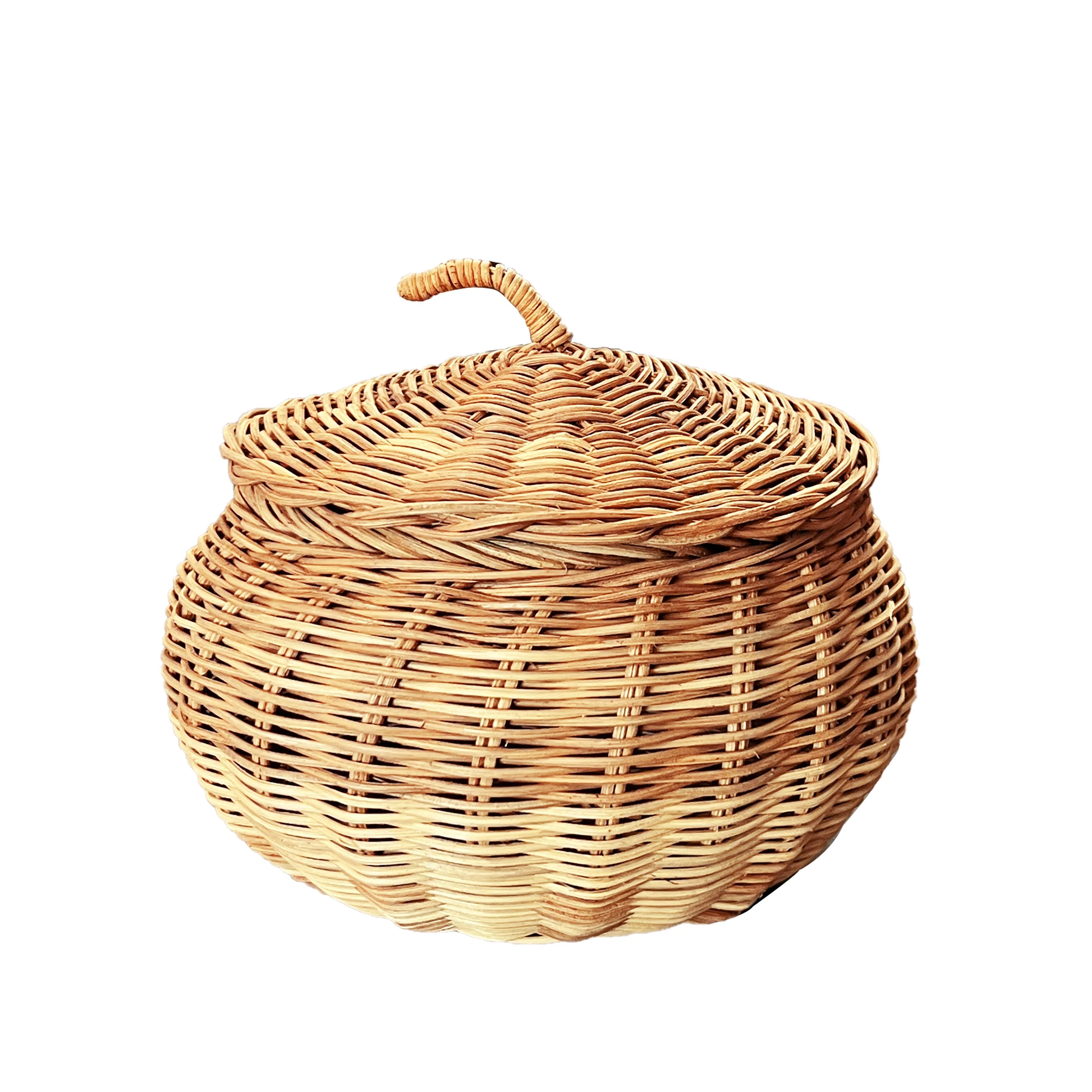 Wicker Pumpkin Basket Attan House Shaped Basket With Lid, Decoative ...