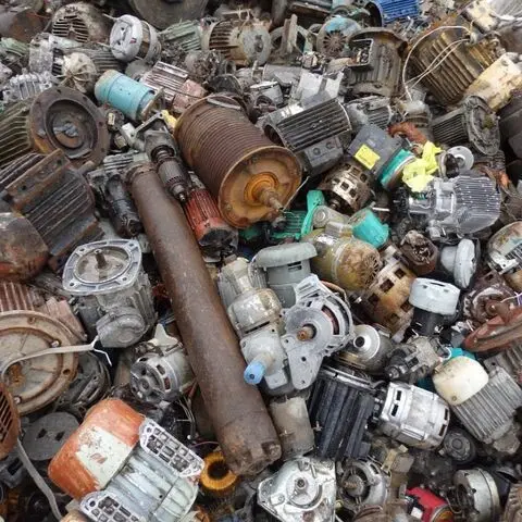 Discarded Electric Motors At A Scrap Metal Recycling/ Used Electric ...