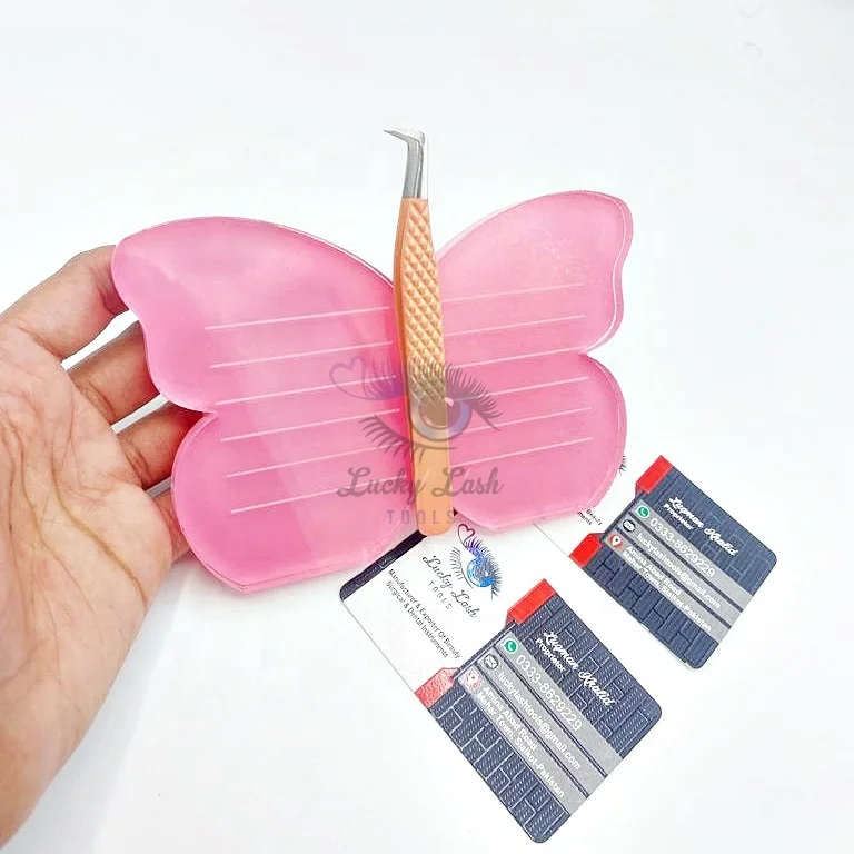 Daily Custom Iridescent Light Pink Butterfly Acrylic Magnetic Lash Tile ...