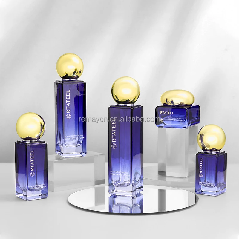 Skincare Square Glass Packaging Bottles 30g 50g 30ml 50ml 100ml 120ml Glass Jar Luxury Lotion ...