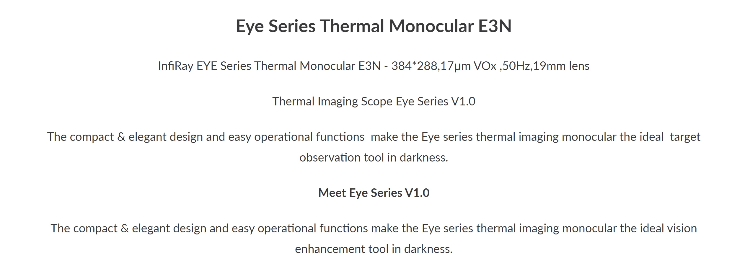 Iray Eye Series E3N Thermal Imaging Monocular for Outdoor Hunting