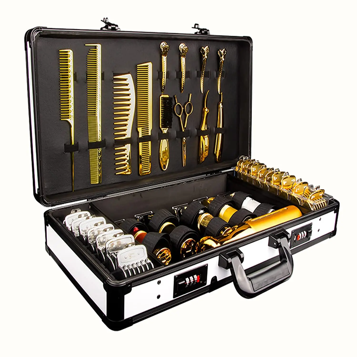 Dreamcase Full Mobile Black And Gold Barber Carrying Pro Gold Aluminum ...