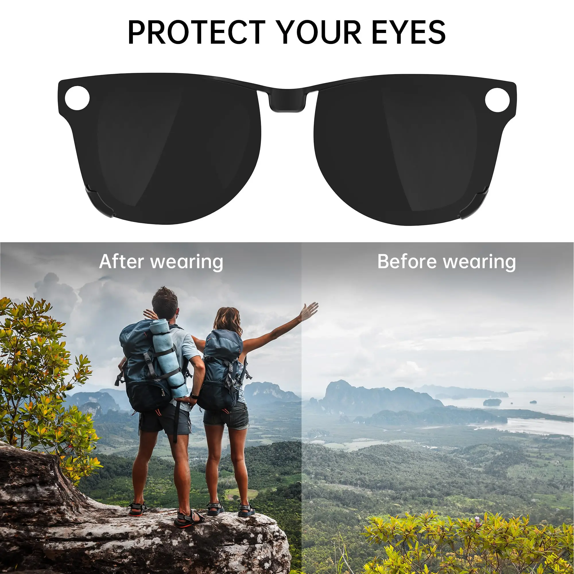 2Pcs Polarized Color-Changing Clip-on Lenses for Smart Glasses, M Size ...