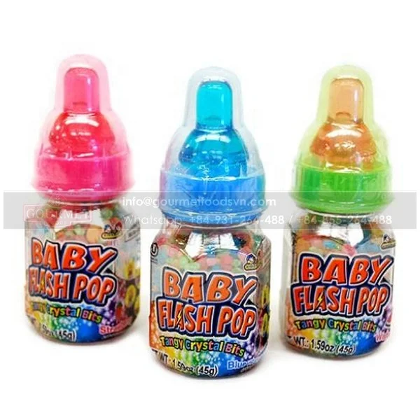 Kidsmania Baby Bottle Flash Pops Lollipop in the Crunch Candy Below for ...