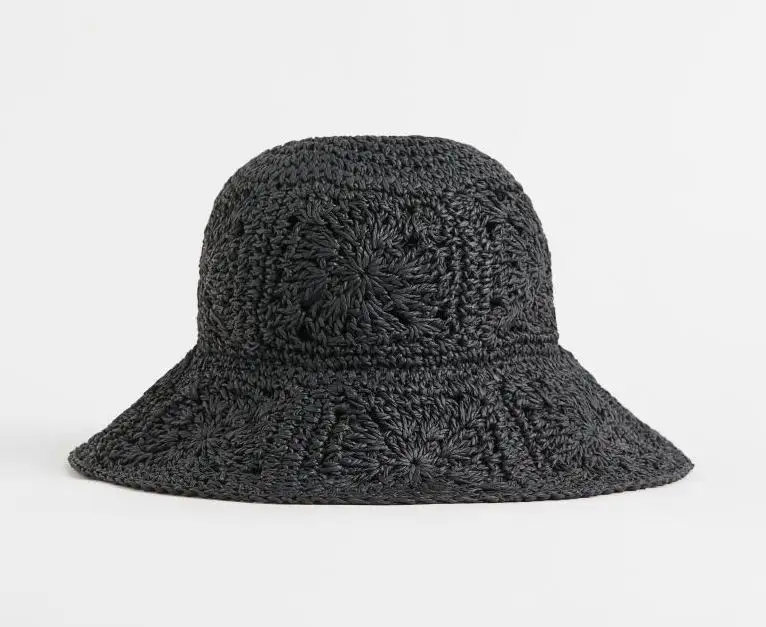 Summer Must-Have Black Raffia Crochet Bucket Hat by Bao Minh