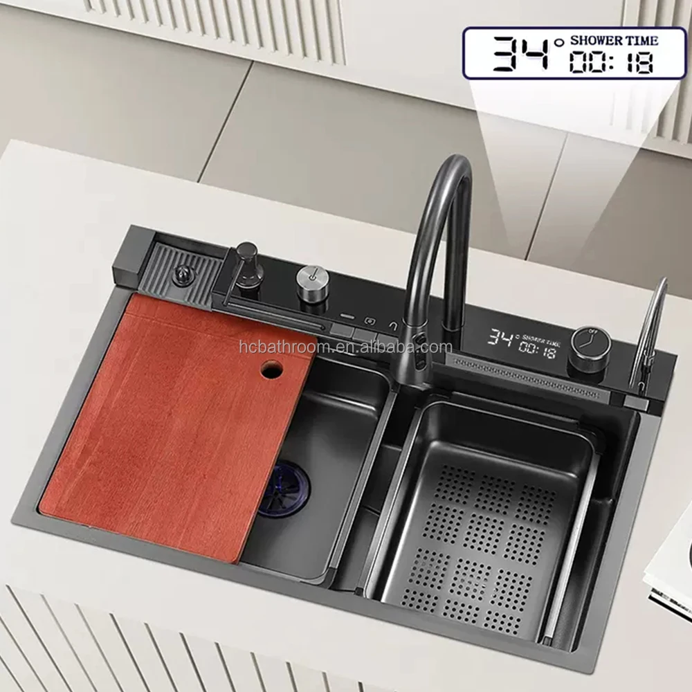 Modern Multifunctional Single Bowl Kitchen Sink - Stainless Steel