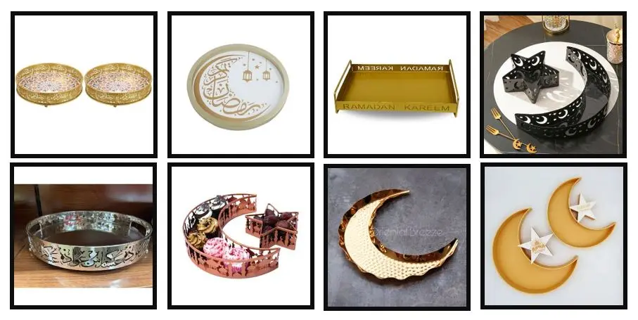 Eid Moon Design Tray Dessert Display Food Storage Trays Ramadan Decor ...