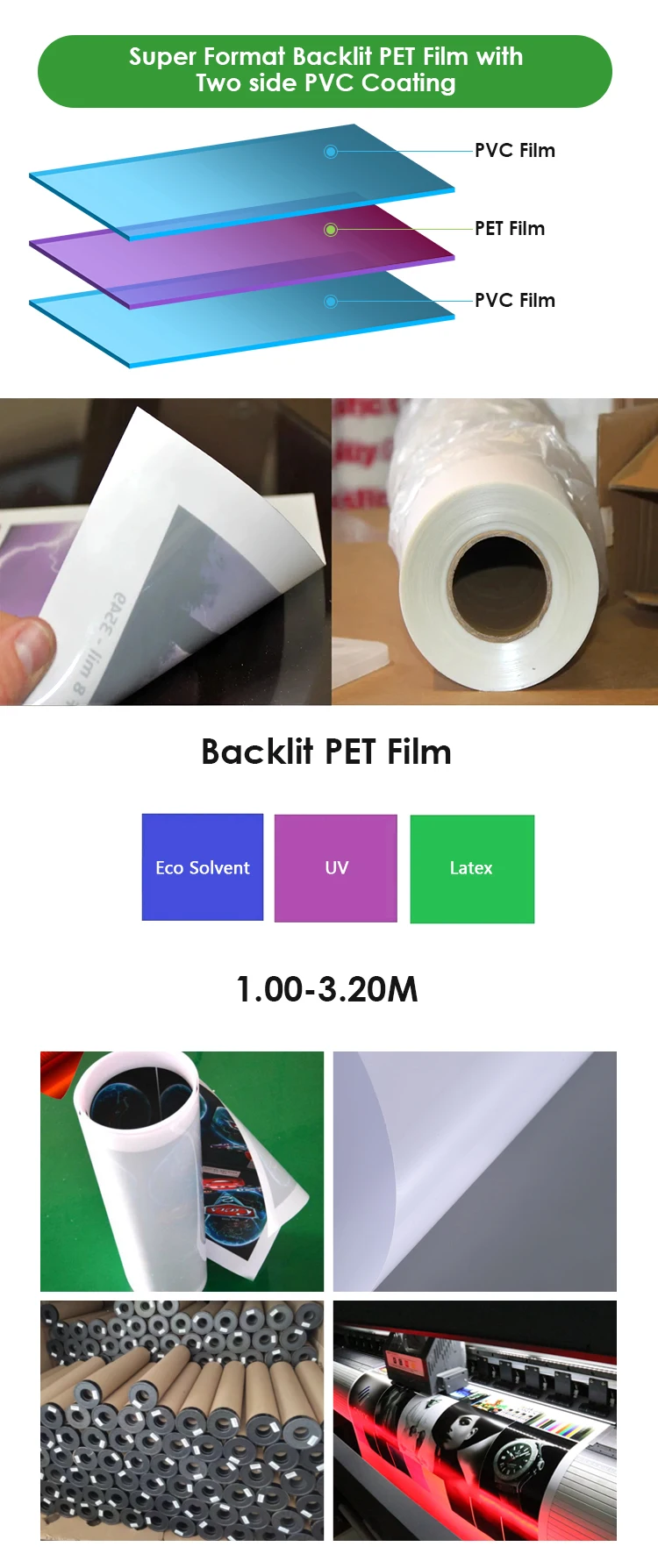 Super Format Backlit Pet Film With Two Side Pvc Coating - Buy Matte Pet ...