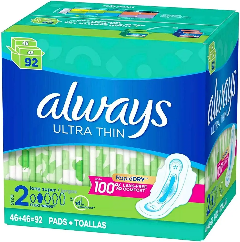 Always Ultra Thin Daytime Pads With Wings,Size 1,Regular,Unscented,46 ...
