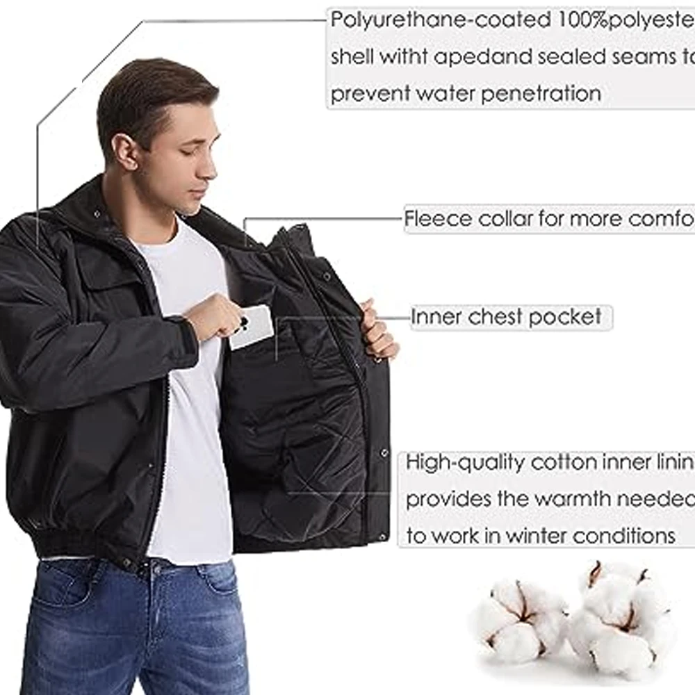 High Vis Safety Bomber Jacket For Men Waterproof Reflective Rain Gear ...