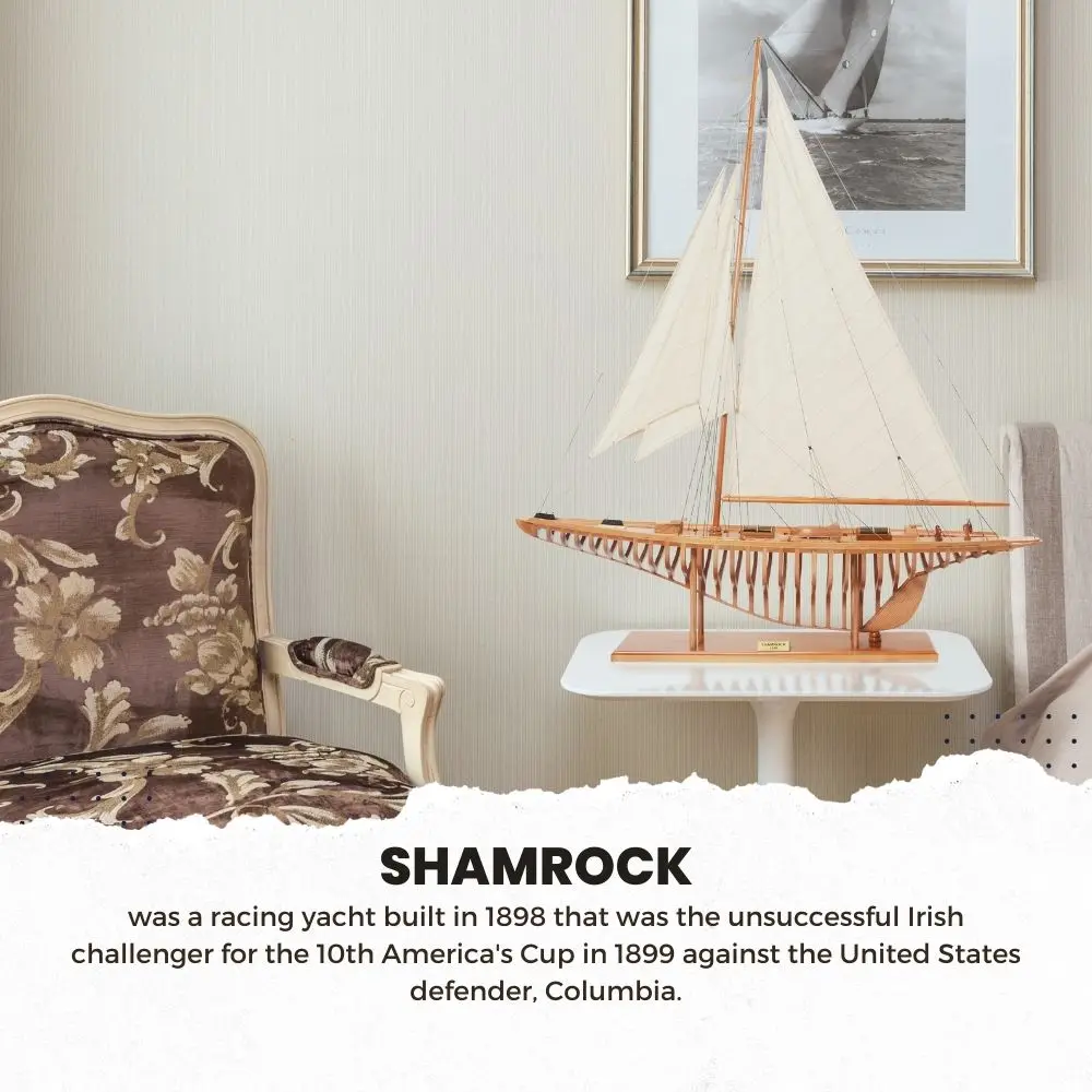 XLARGE Handmade Painted Wooden Shamrock Yacht Model Cedar Nautical ...