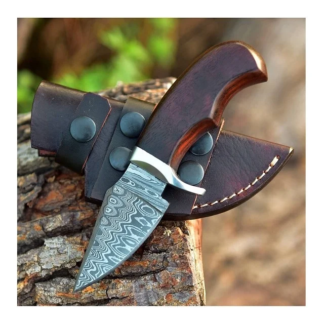 Handmade Damascus Steel Skinner Knife Rose Wood Handle With Brass Guard ...