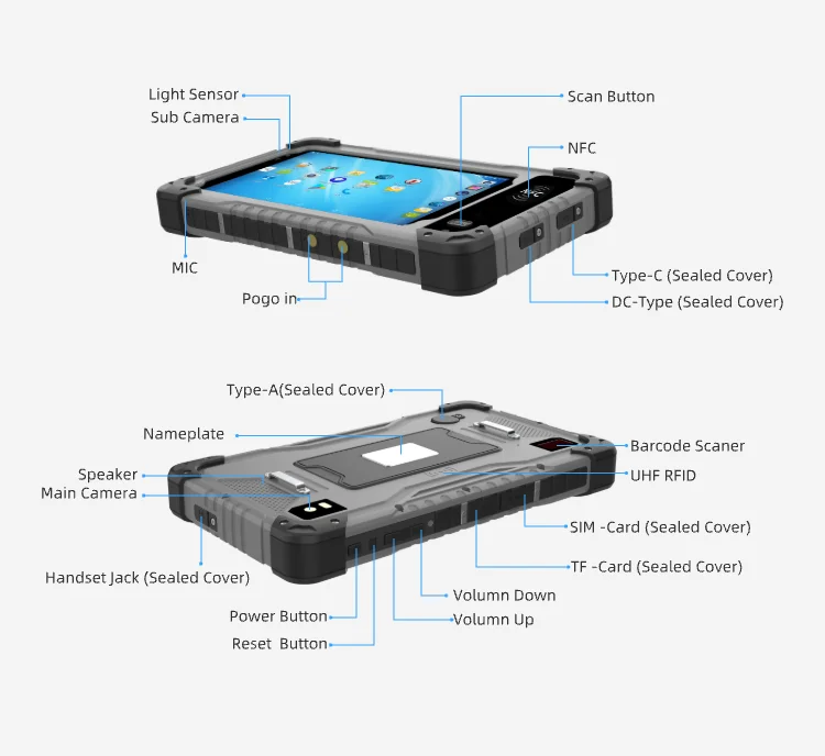 Hugerock R70 Droproof 1000 Nit 10000mah Rfid Reader Writer E20 Barcode ...