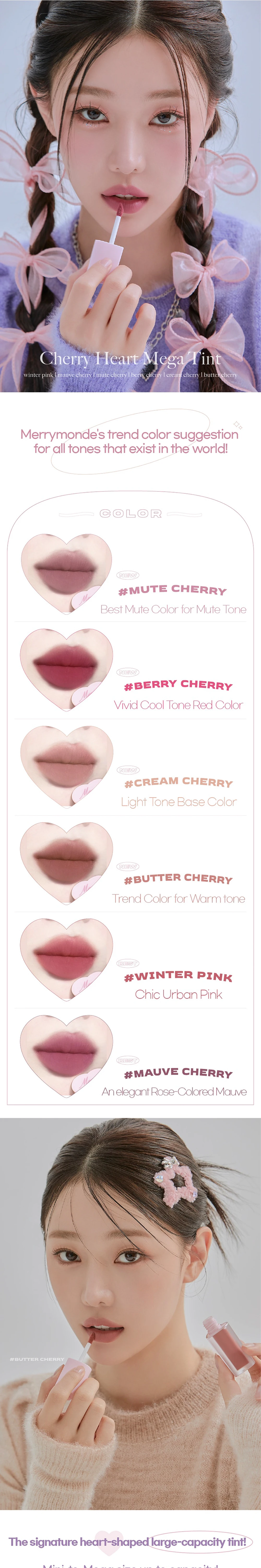 Merrymonde CHERRY HEART MEGA TINT - Long-Lasting Vegan Lip Color