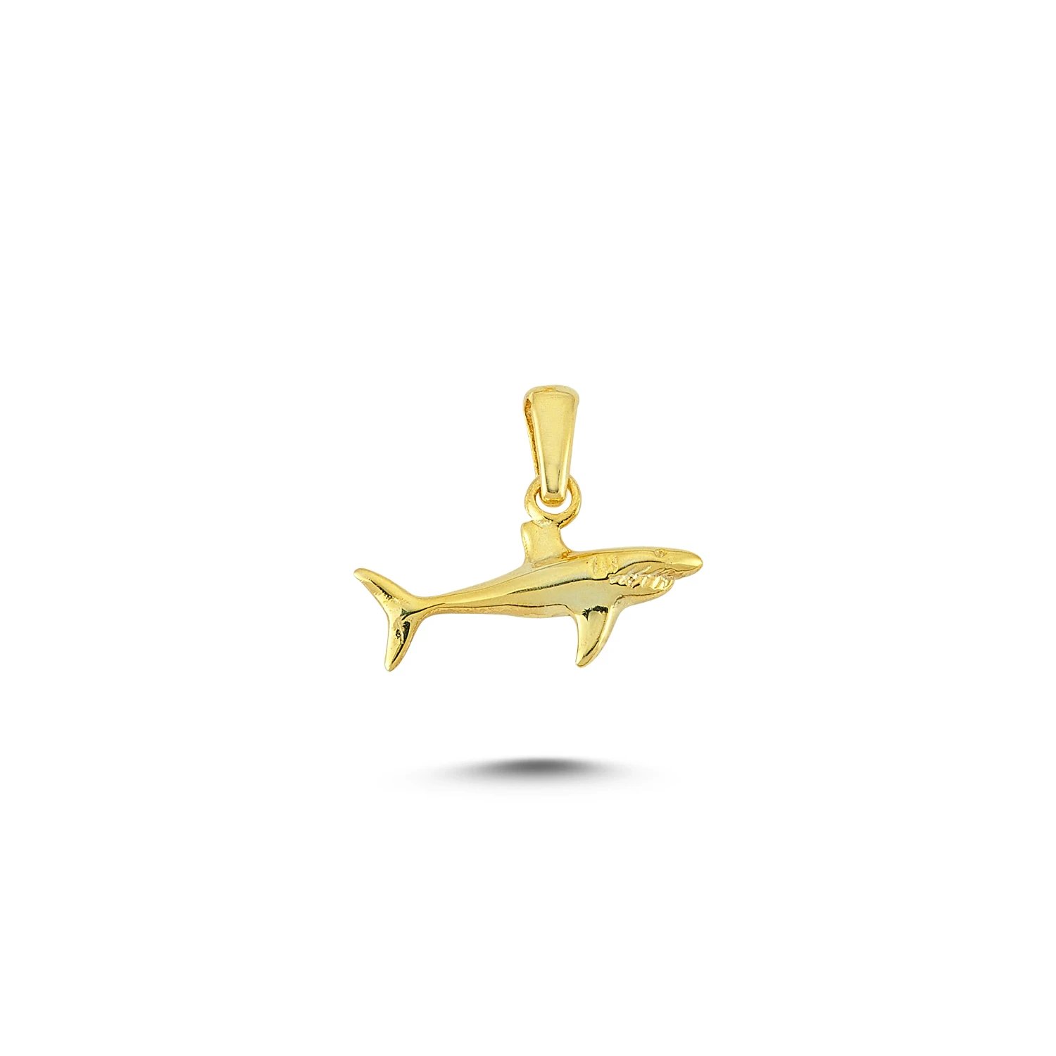 Shark Whale Tail Merlin Fish Charm Necklace 14k Gold