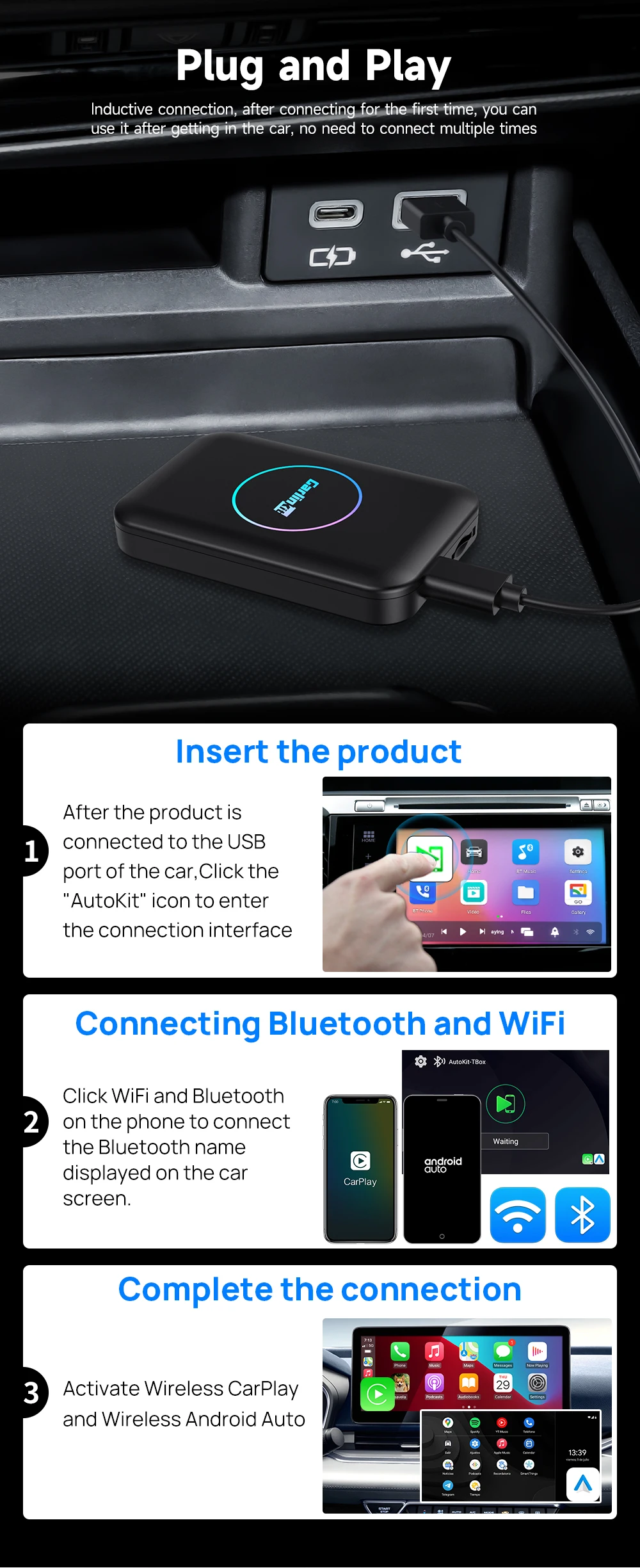 Carlink Tbox Lite Portable Carplay Wireless Ai Adapter Dongle Ai ...
