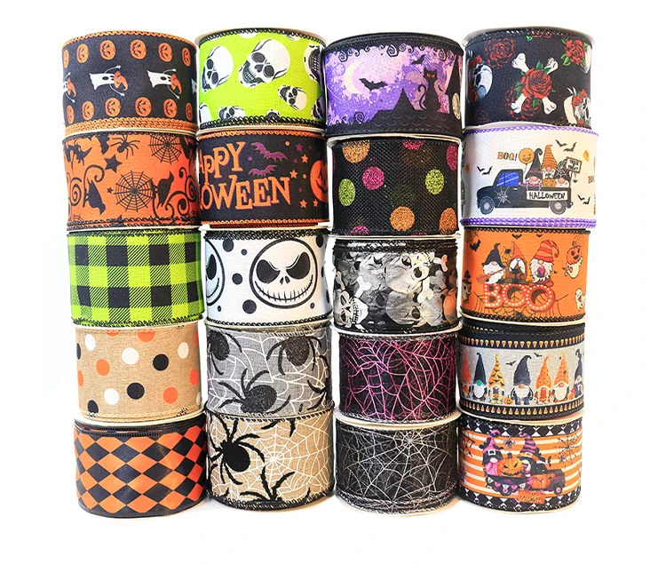Factory Wholesale Price 2.5 Inch Halloween Wired Edge Ribbon Customized ...