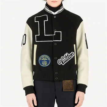 Spring Custom Letterman Jacket And Short Pants Set Cropped Patchwork ...