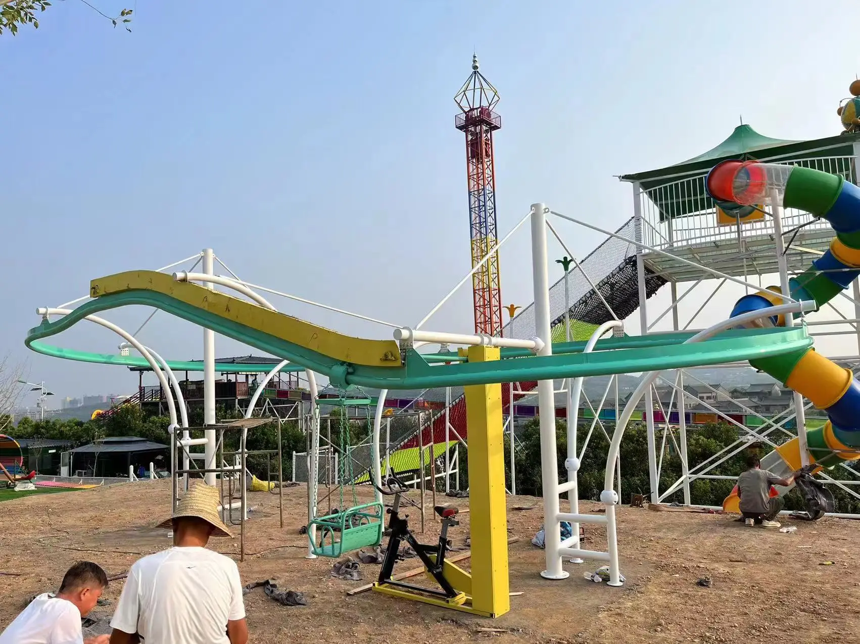 Amusement Park Rides the Latest Non-powered Fun Zip Line Paratrooper ...