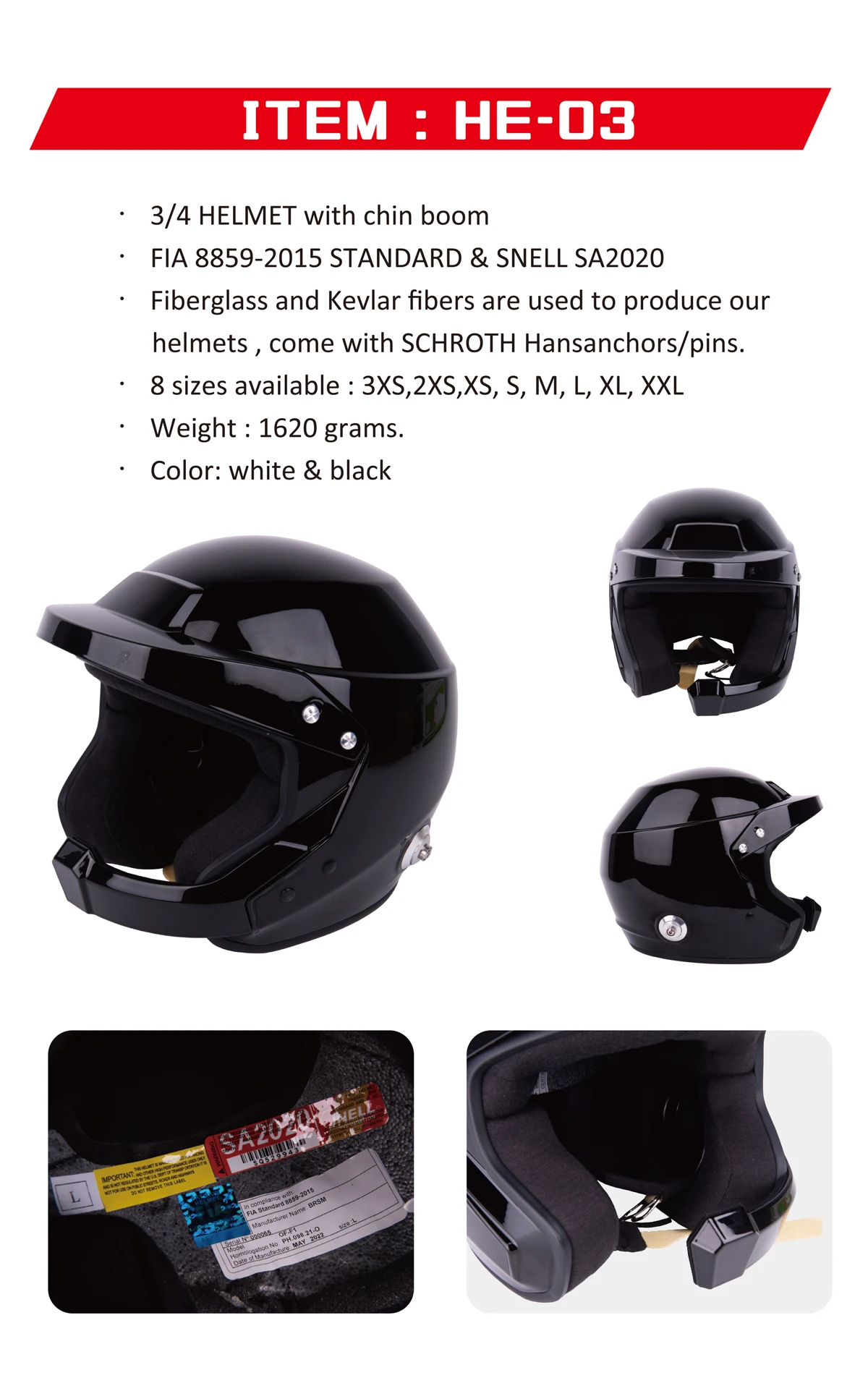 3/4 Helmet With Chin Boom Track Racing Helmet - Buy Track Racing Helmet ...