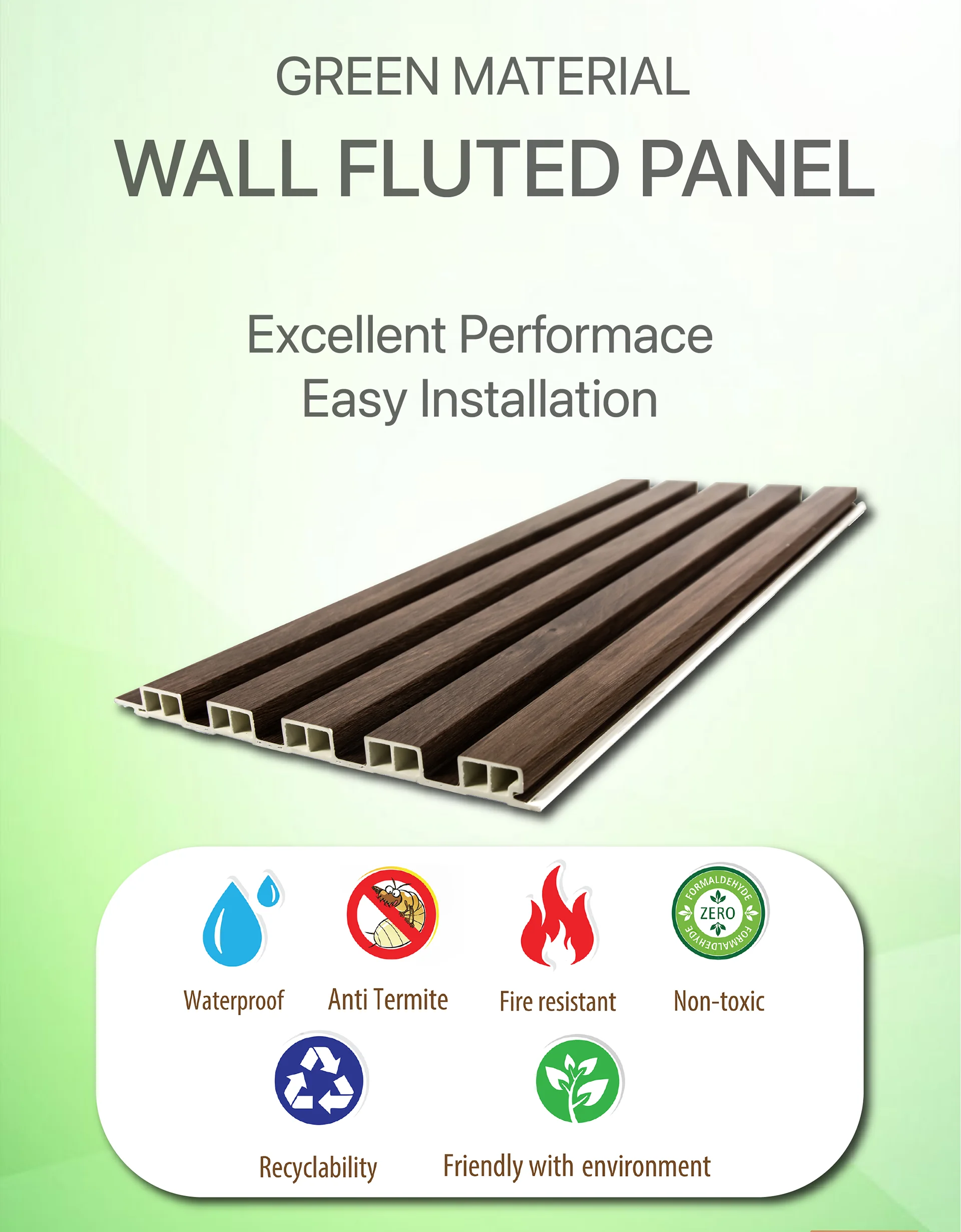 Pima Modern Striped PVC WPC Wall Panels Moisture-Proof Sound-Absorbing ...